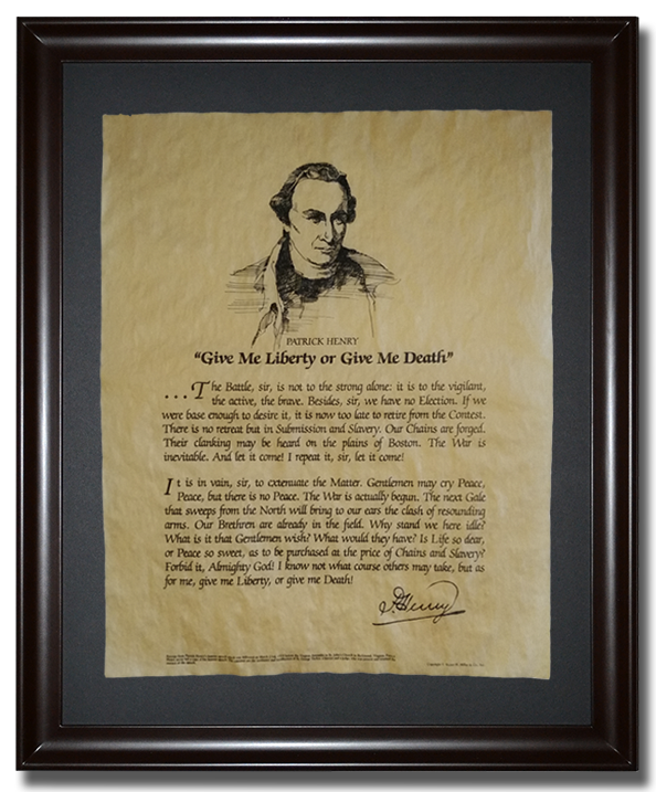 Patrick Henry, "Give me Liberty of Give me Death" Speech (9" x 14 ...