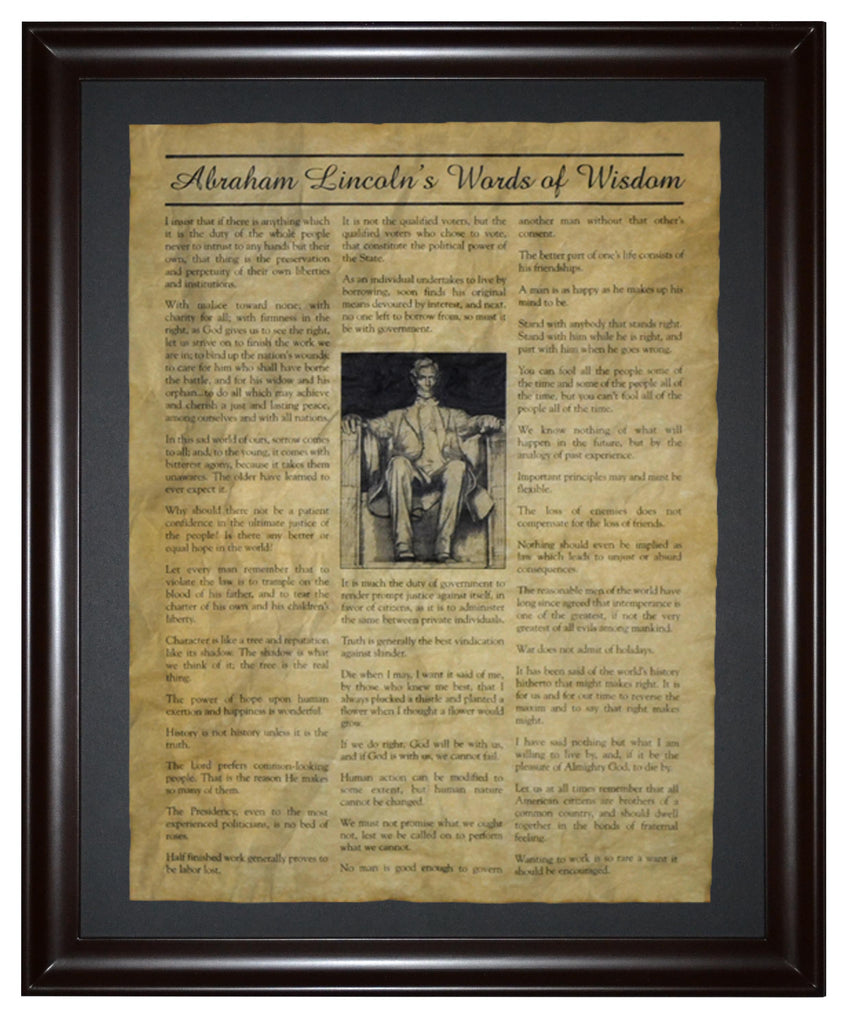 Abraham Lincoln's Words of Wisdom High Quality, Parchment Replica ...