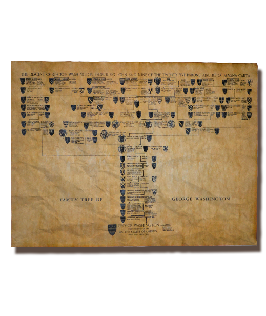 Family Tree Of George Washington High Quality, Parchment Replica Poster ...