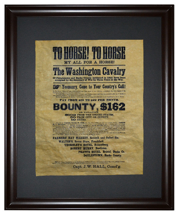 The Washington Cavalry Recruitment Poster - 1862 (11.25" x 14.25 ...